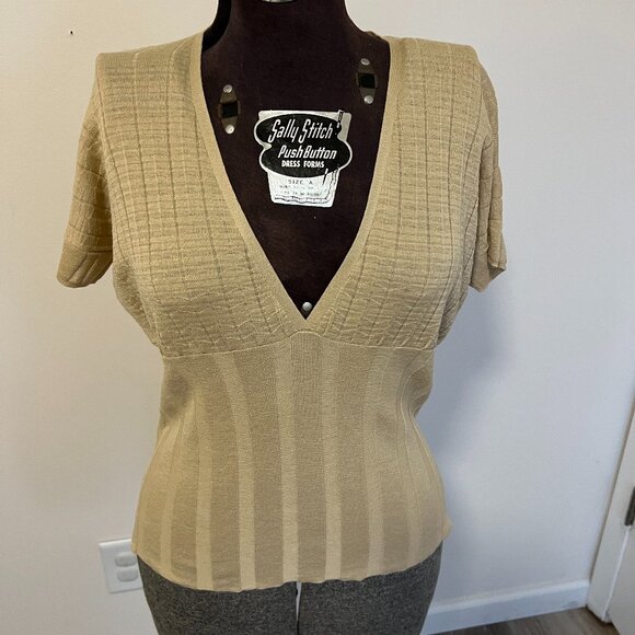 Prada | Tops | Vintage Prada Knit Beige Vneck Top | Poshmark